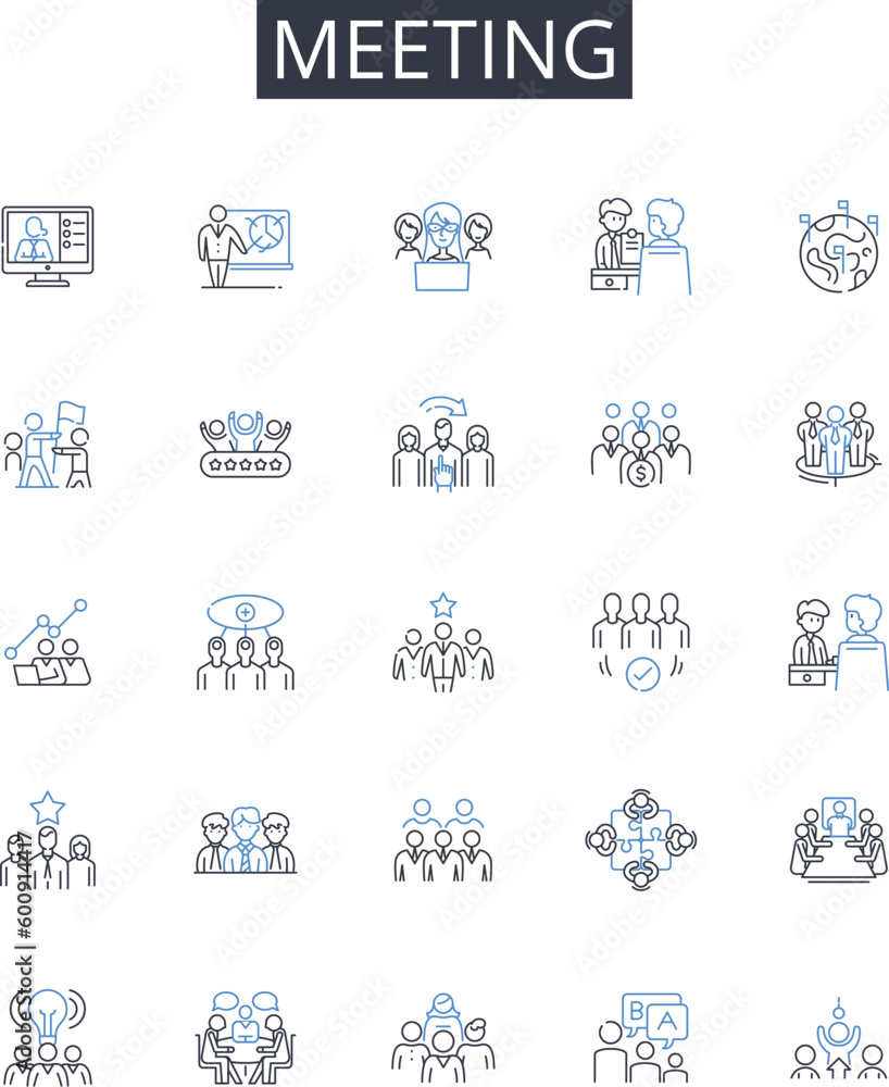 Meeting line icons collection. Leadership, Experience, Strategy, Vision ...
