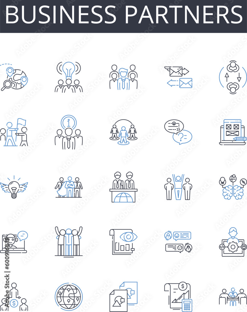 Business Partners line icons collection. Venues, Halls, Conference ...