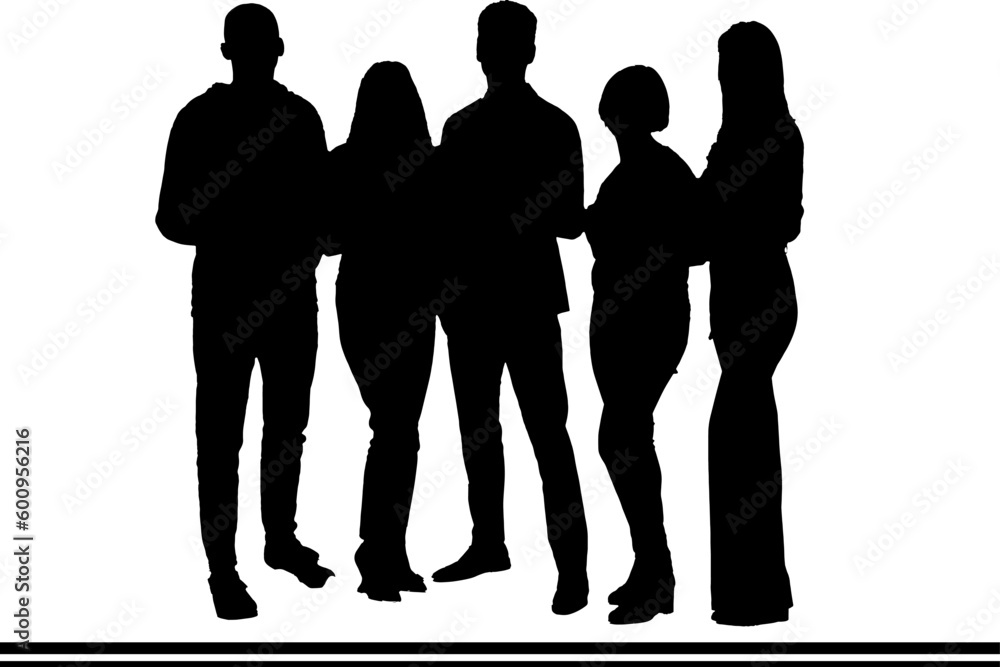 "Vector Illustration: Silhouette of Standing Individuals" "Impressive ...