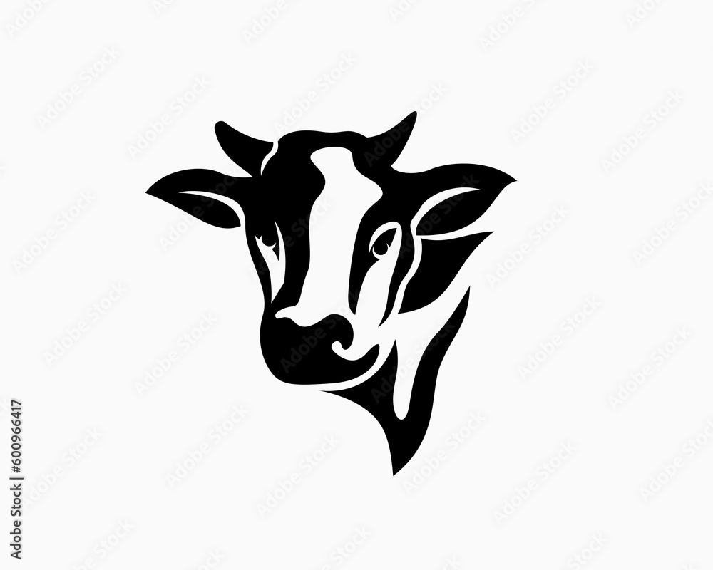 bull cow head front view logo template illustration inspiration Stock ...