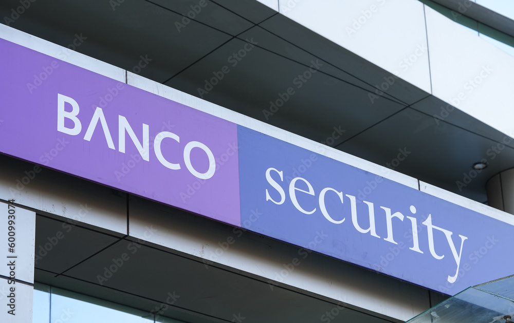 The logo sign of Grupo and Banco security headquarters office building ...