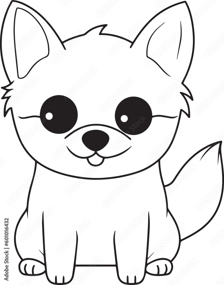 Anime dog in cartoon style, anime dog, coloring page, vector ...