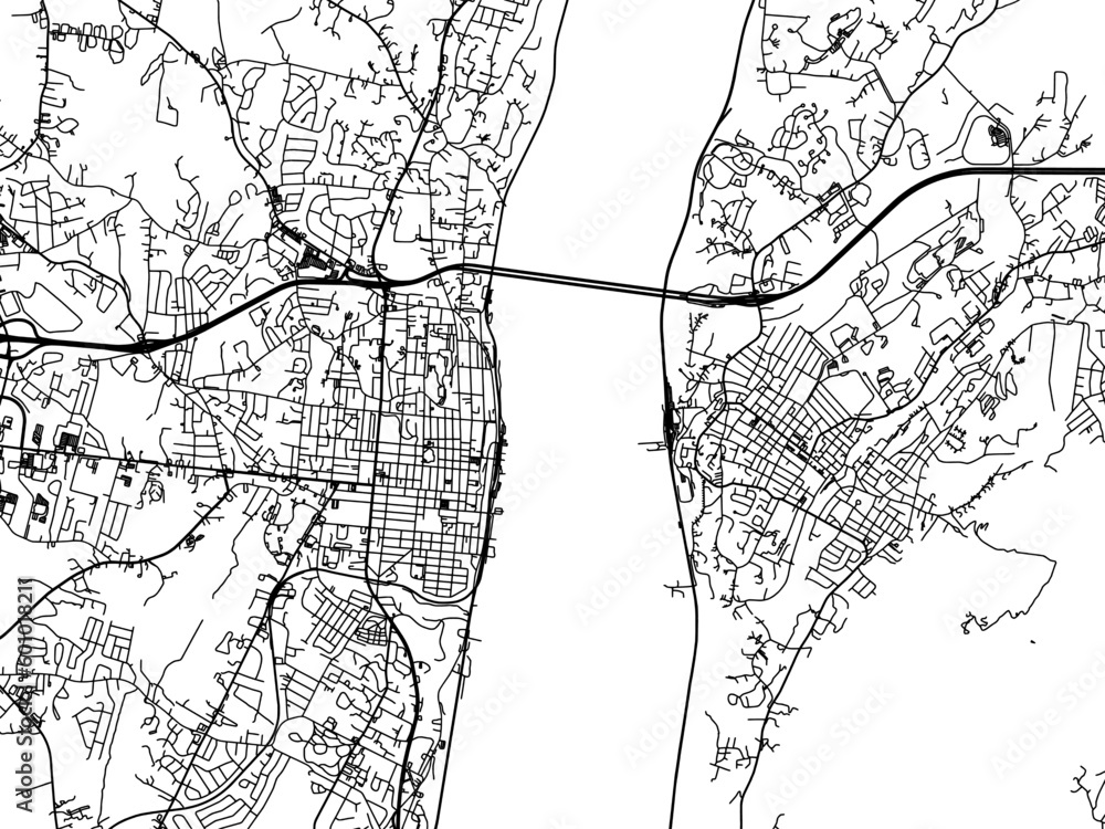 Vector road map of the city of Newburgh - Beacon New York in the United ...