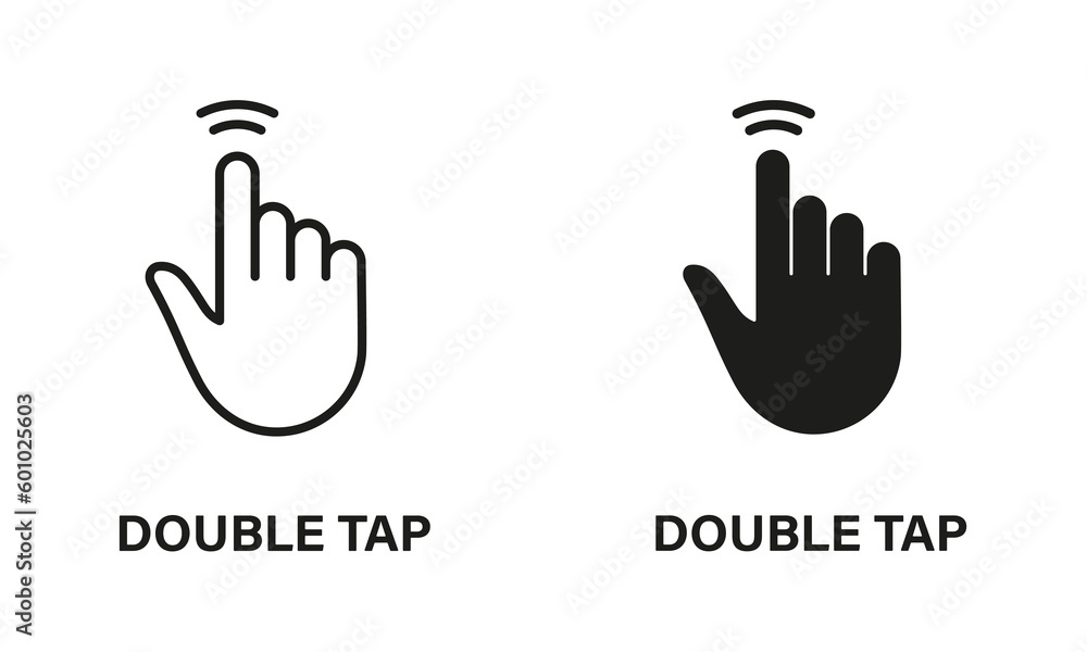 Стоковий вектор Double Tap Gesture, Hand Cursor of Computer Mouse Line ...