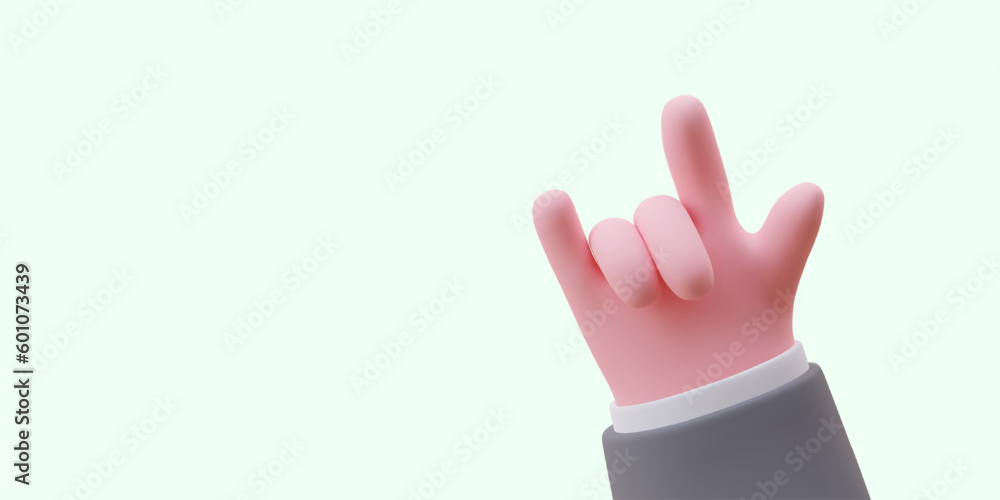 Man hand shows cool finger sign. Rock symbol gesture horns 3d. Vector ...