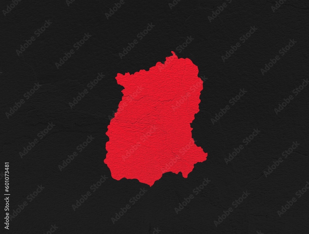 Sikkim red map on isolated black background. High quality coloured map ...