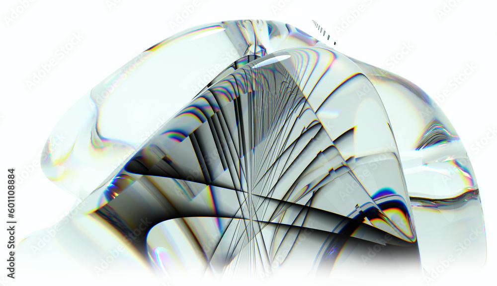 3d render abstract art with part of surreal glass sphere or ball object ...