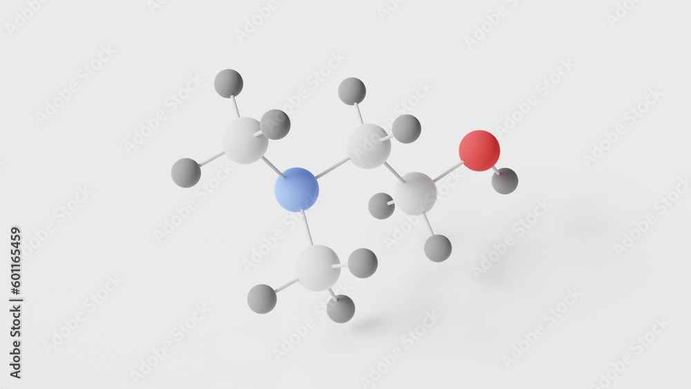 dimethylethanolamine molecule 3d, molecular structure, ball and stick ...