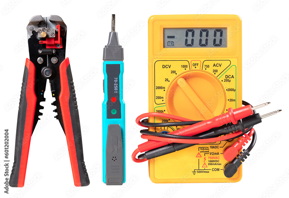 Basic tools for electrician to repair and check electrical installation ...