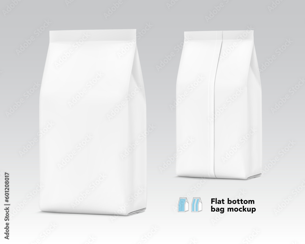 Hyper realistic vertical bag mockup. Half side view. Vector ...