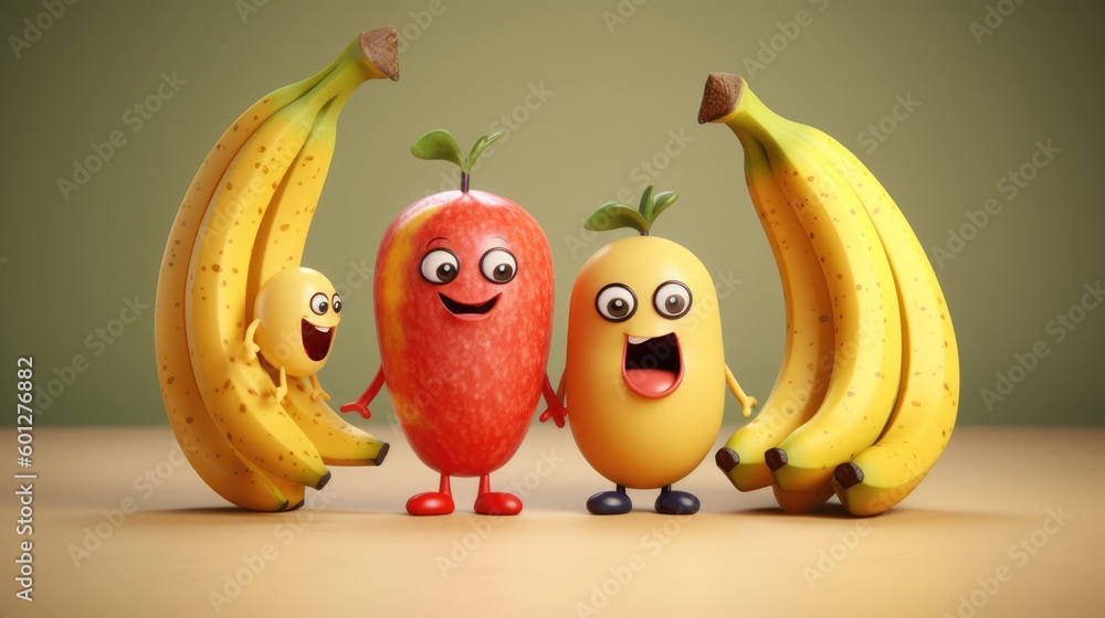 Endearing Animated Grapefruit and Banana Duos in 16:9 Aspect Ratio ...