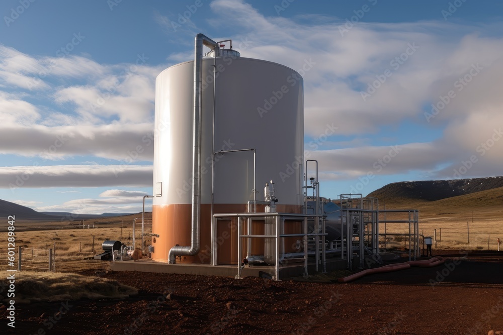 geothermal energy system with heat exchanger and hot water storage tank ...