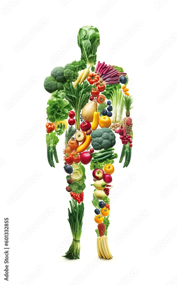structure of human body of vegetarian from fruits and vegetables ...