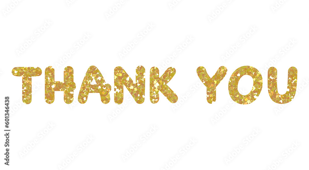 Gold glitter in Thank you text. Thank you text on transparent ...