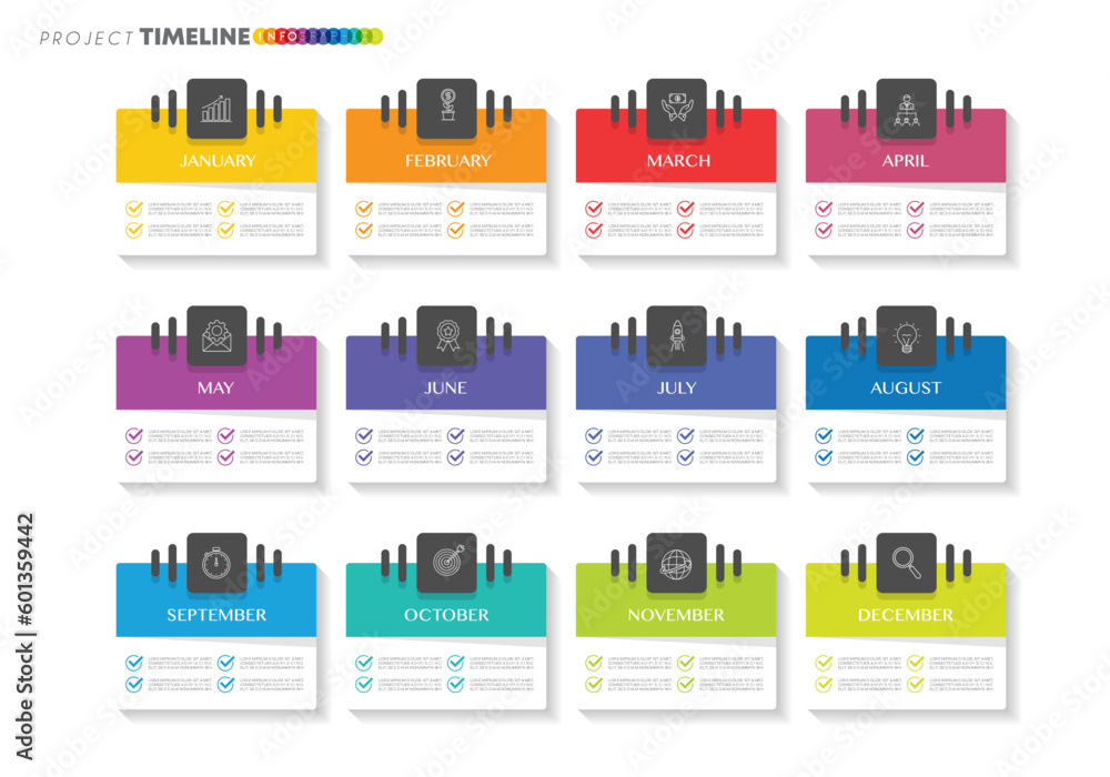 infographic Project timeline graph for 12 months modern diagram ...