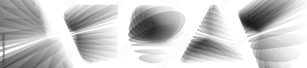 Layered wavy pattern. Abstract background with dynamic effect. Set of various overlapping ...