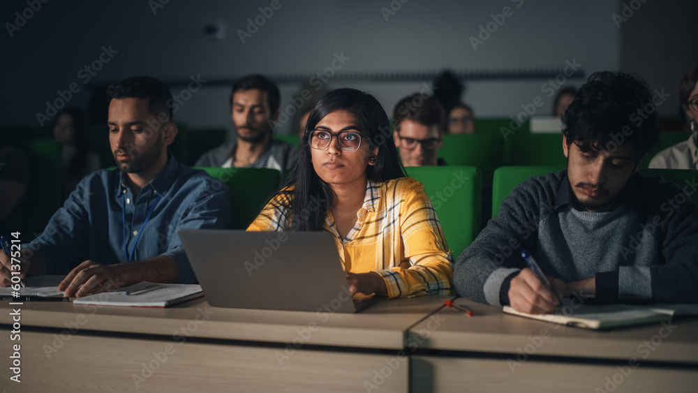 Portrait of a Smart Beautiful Indian Female Student Studying in ...