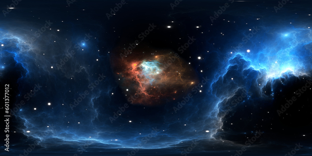 360 degree virtual reality space nebula, equirectangular projection ...