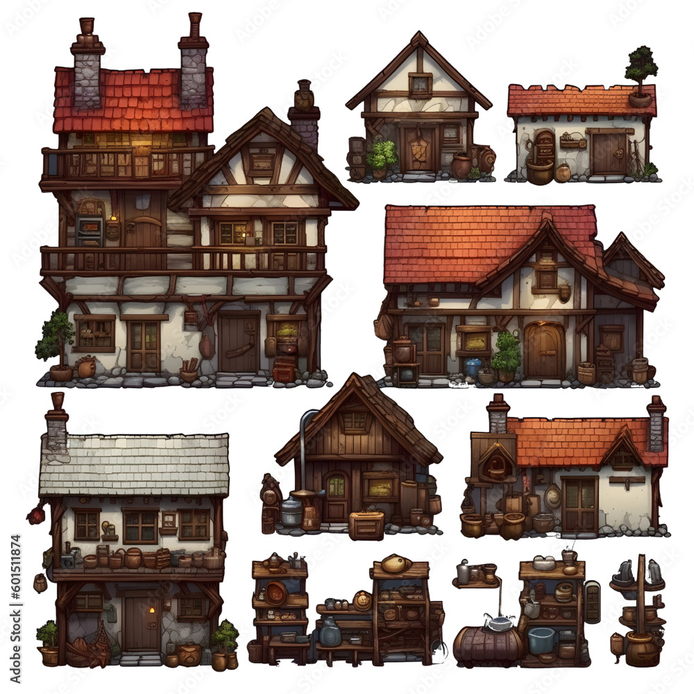 2D Pixel Art Gaming: Buildings, Houses, Scenery, and Items for RPG ...