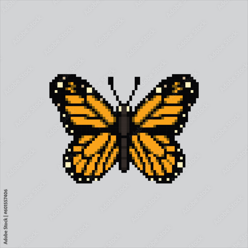 pixel art butterfly. Butterfly insect pixelated design for logo, web ...