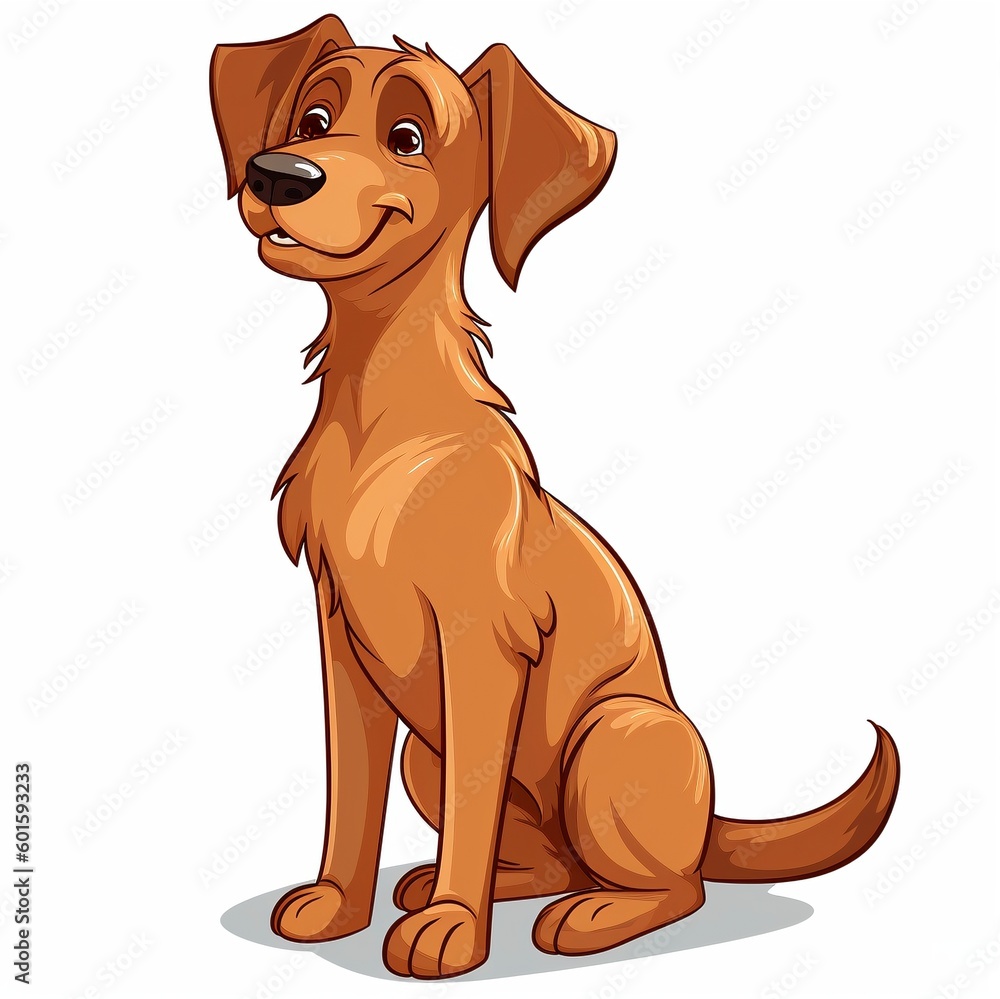 Dibujo infantil de un perro de color marrón. Dibujo animado. Stock ...