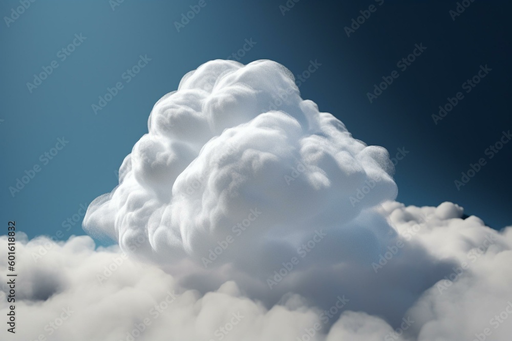 3D rendering of a cloud filled sky with a soft ozone effect on a cut ...