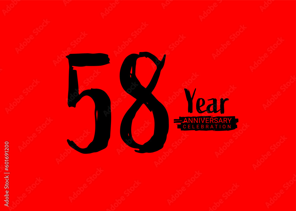 58 Years Anniversary Celebration logo on red background, 58 number logo ...