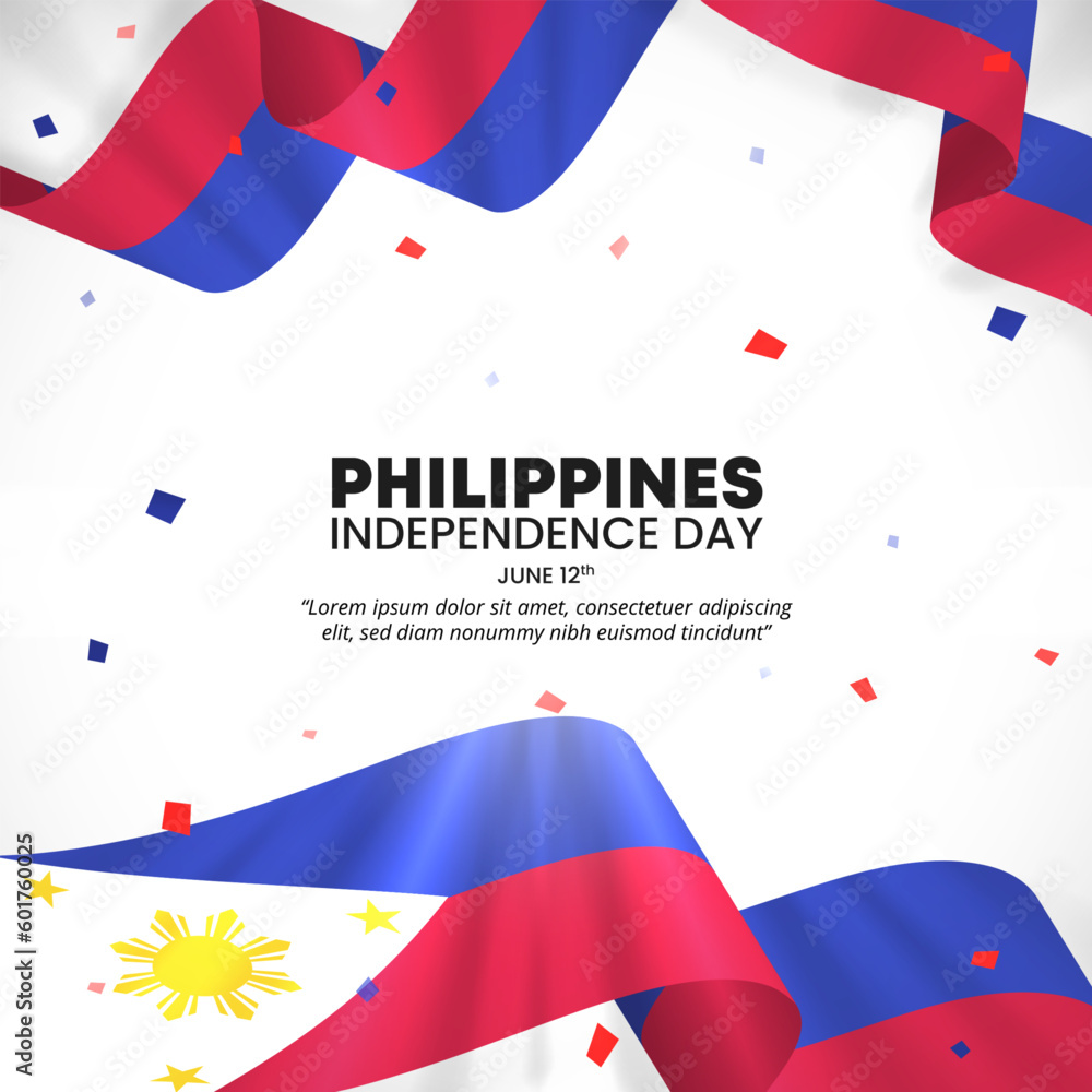 Square Philippine independence day background with waving flag Stock ...