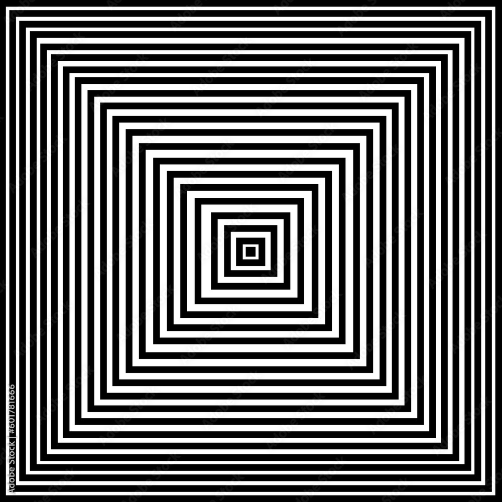 Optical illusion illustration. Monochrome visual illusion. Squares ...
