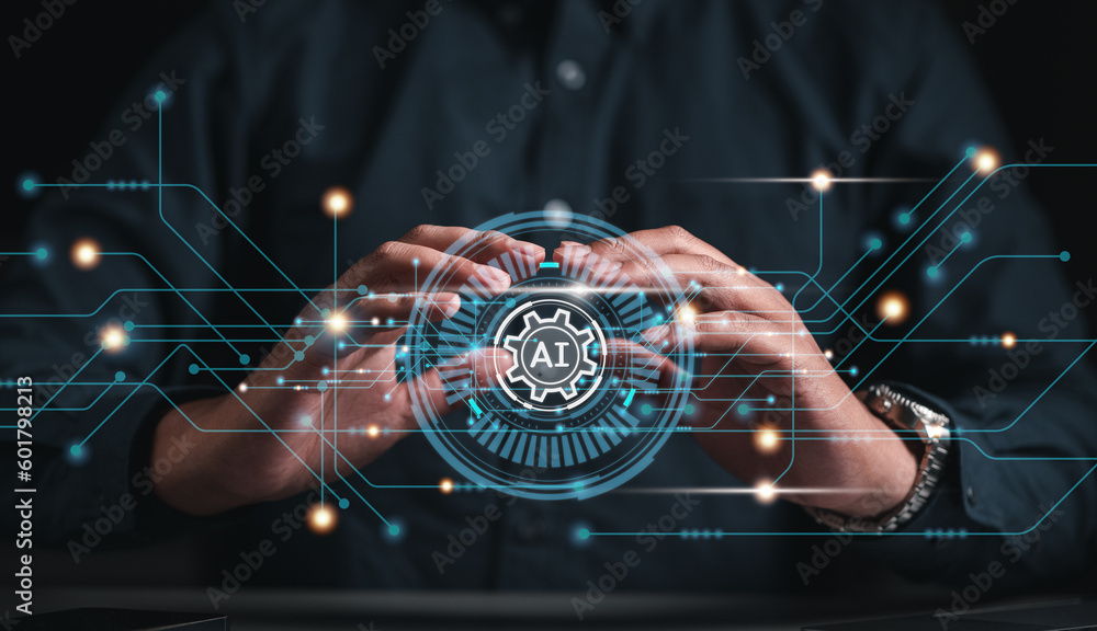 cog, gear, ai, neural, technology, processor, network, link, system, intelligence. innovation ...