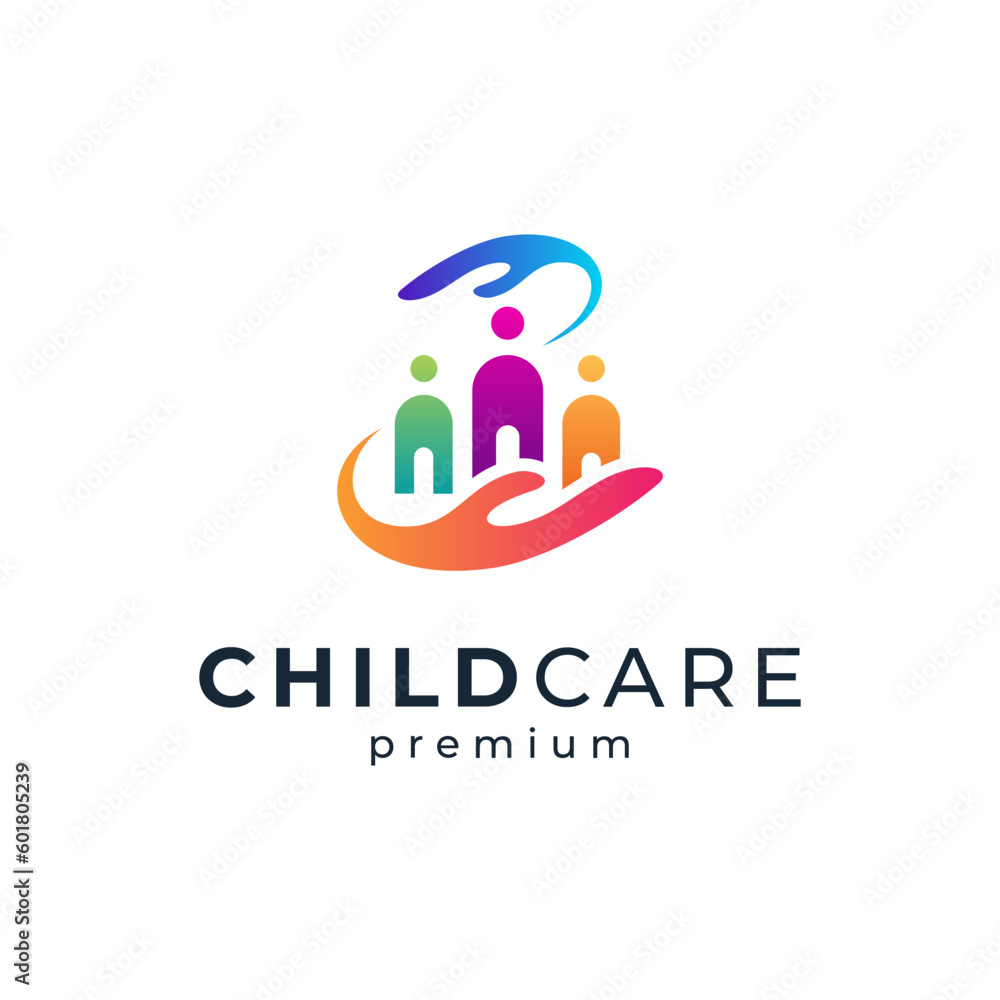 Orphanage logo design with children and hand Stock Vector | Adobe Stock