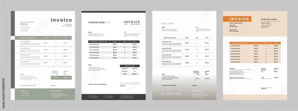 Business Invoice template. Professional payment agreement layout ...