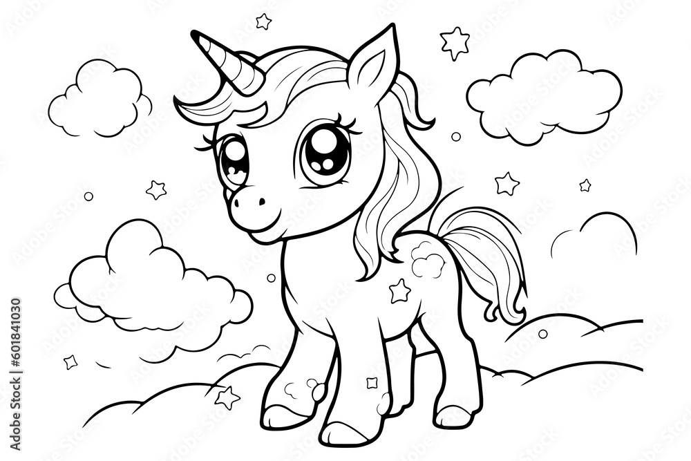 Magical Unicorn Coloring Page for Kids, Fantastical Unicorn Artwork for ...