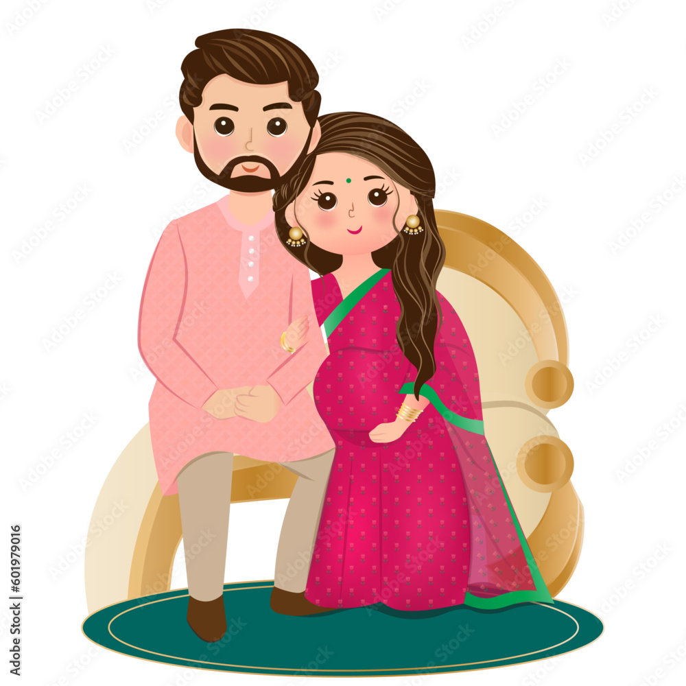 baby shower illustration cute parents to be on baby shower ceremony mom ...