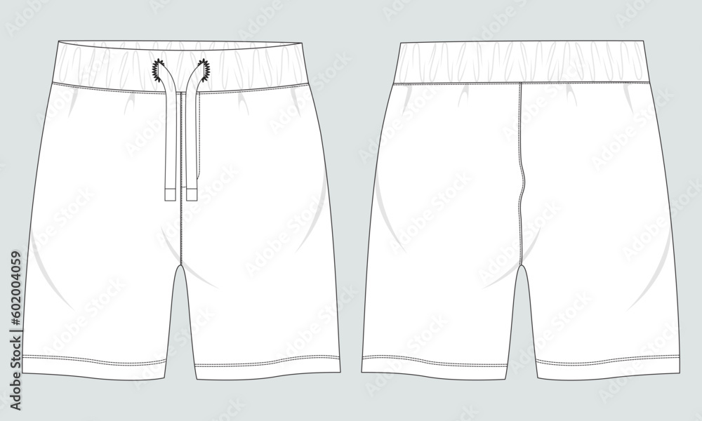 Sweat Shorts pant Technical drawing fashion flat sketch vector ...
