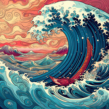 Vintage Fish On Wave Design Paper Free Stock Photo - Public Domain Pictures