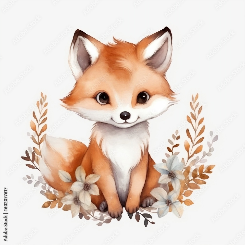 Woodland Animals Clipart Watercolor , Clipart for commercial use ...