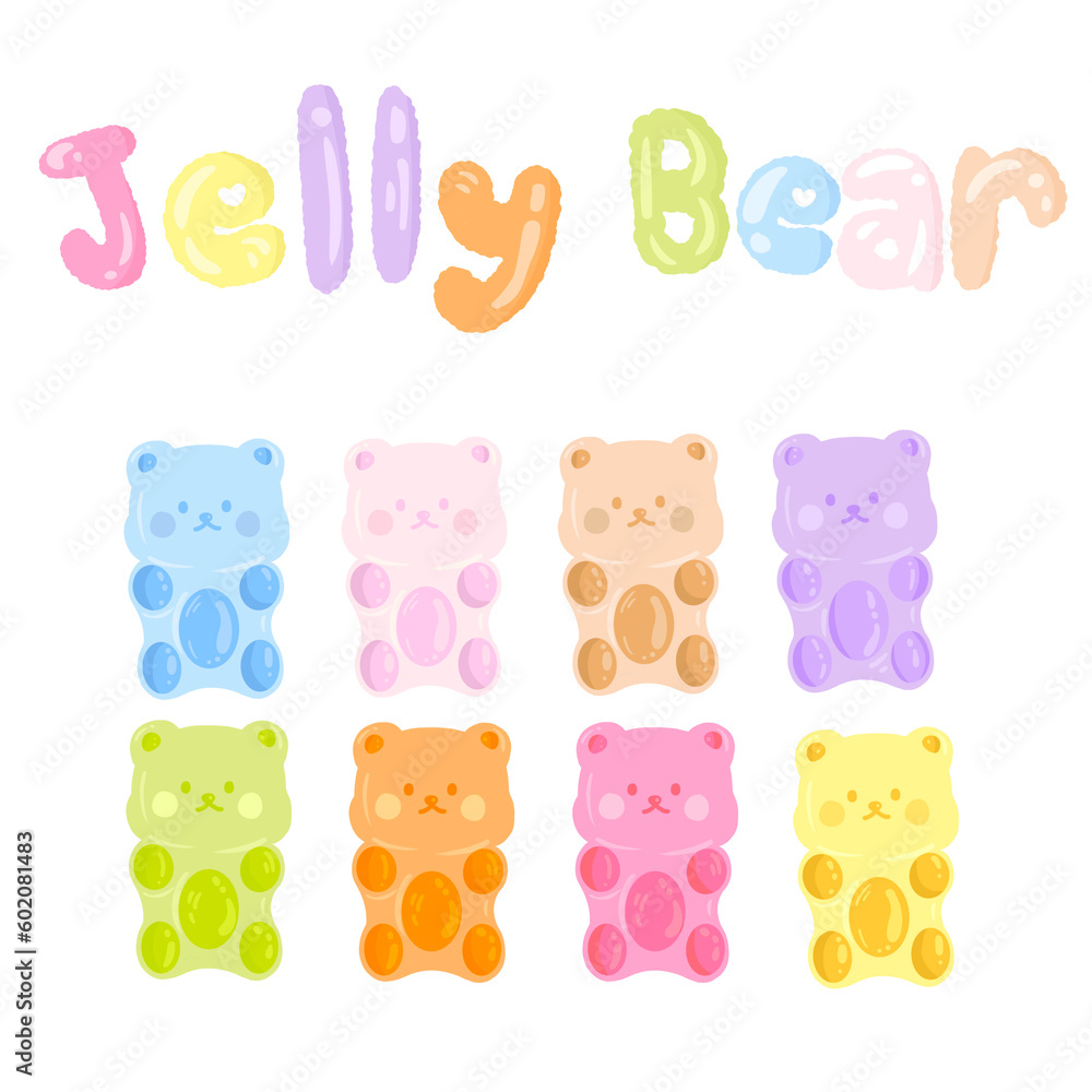 Jelly gum candy sweets hand drawn set. Realistic creative chewy candy ...