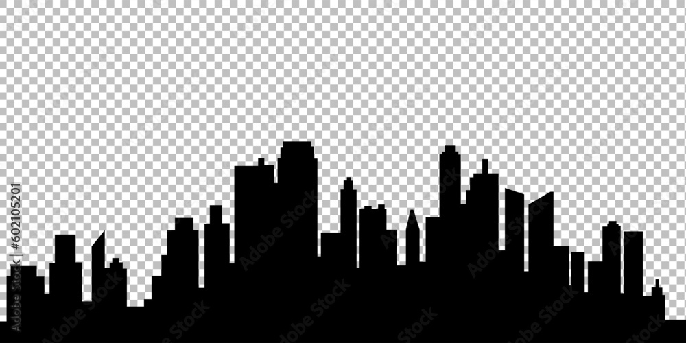 City skyline on transparent background in black colors. Vector ...