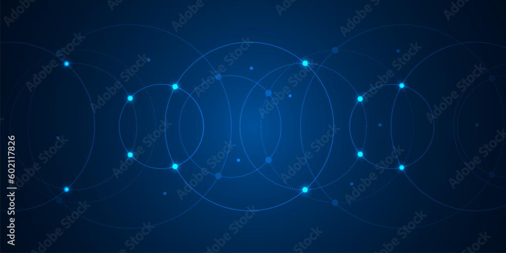 Abstract geometric background with plexus circles. Vector illustration of minimalistic design ...