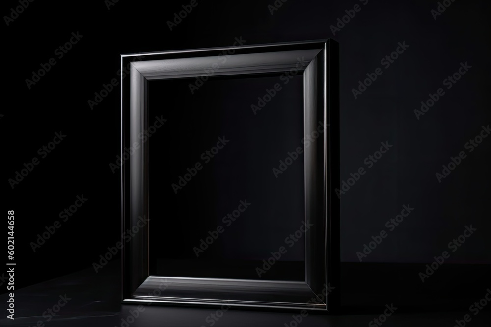 Black memorial square frame with blank space for portrait or text ...