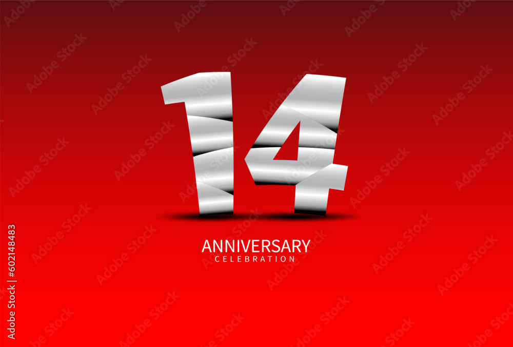 Vector de Stock 14 Year Anniversary Celebration Logo silver vector, 14 ...