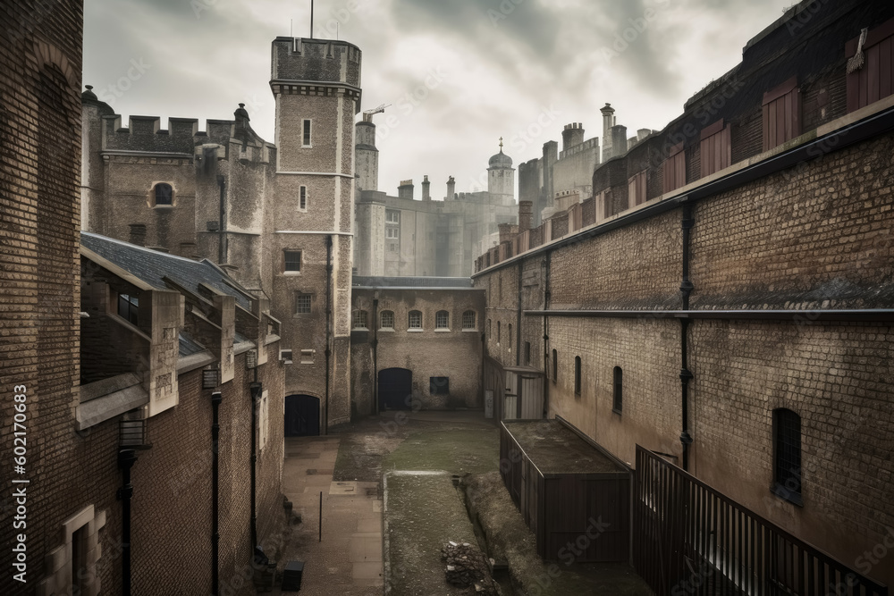 Medieval London dirty look created with generative AI technology. Stock ...