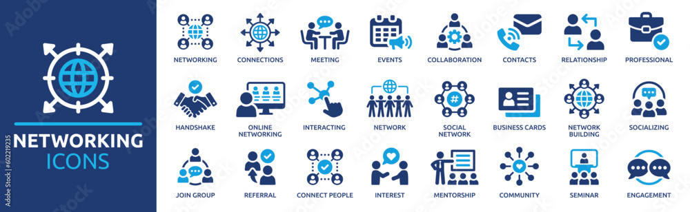 Networking Icon Set Containing Network Connections Relationship Online Networking Community