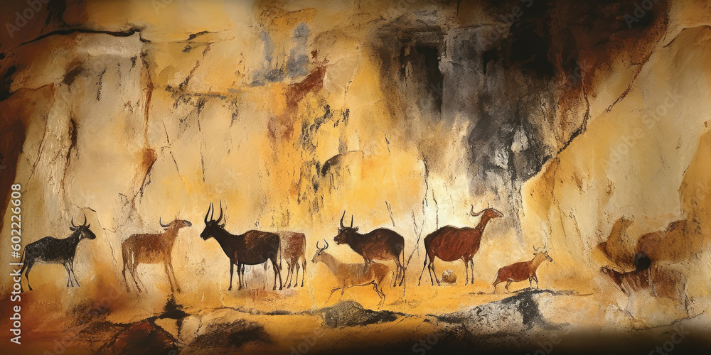 Primitive paintings on murals, wallpaper, backgrounds, textures ...