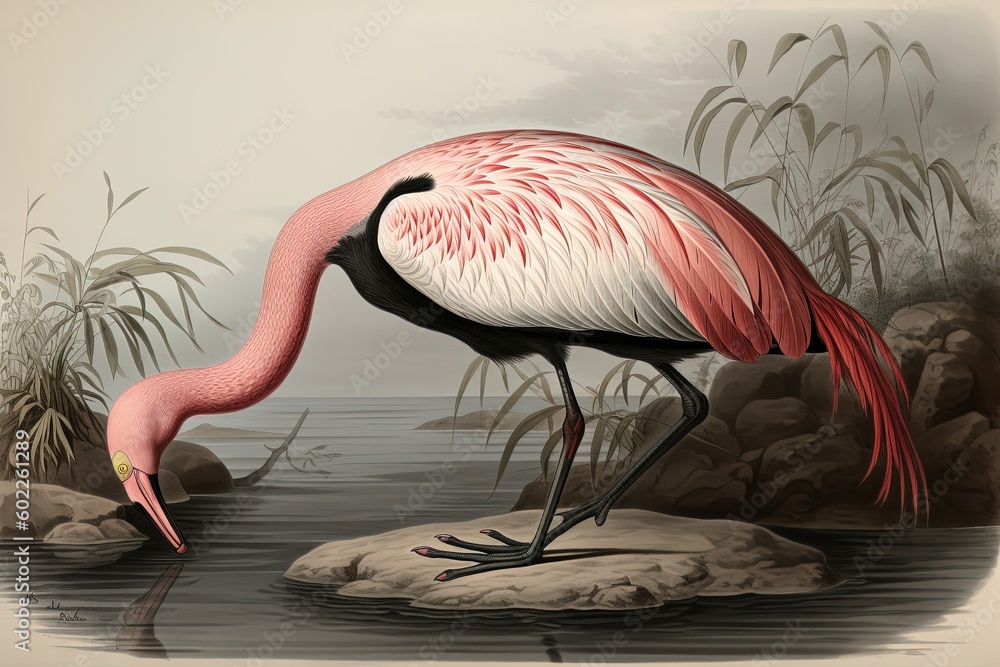Realistic Flamingo Drawing with Intricate Details and Delicate Shading ...