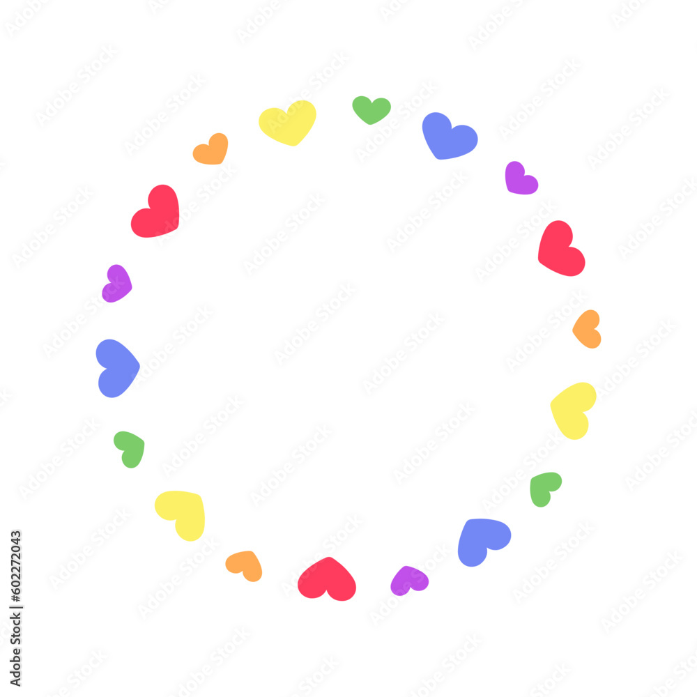 Round rainbow frame. Border template with copy space. Pride month flag ...