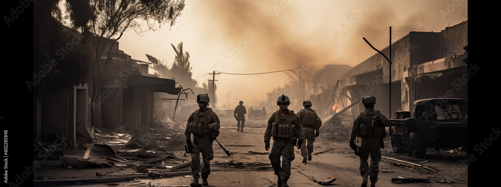 ภาพประกอบ Stock military special forces soldiers crosses destroyed ...