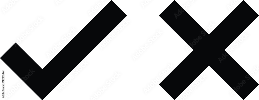 black Checkmark cross icons .Tick and Cross checkmark icons vector for ...