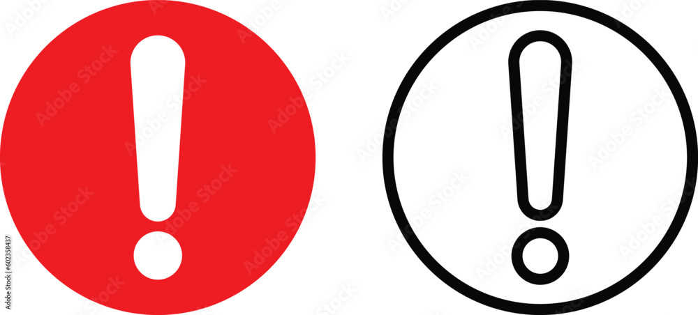 Exclamation mark icon set . Hazard warning symbol. Vector illustration ...